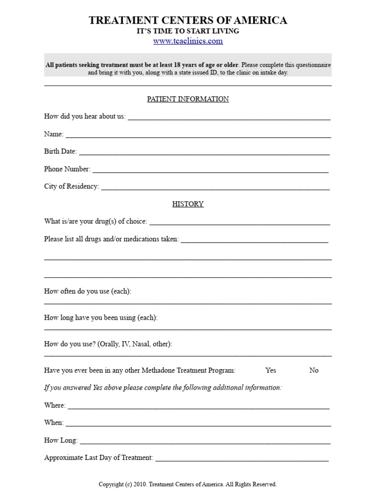 Tca Questionnaire | PDF