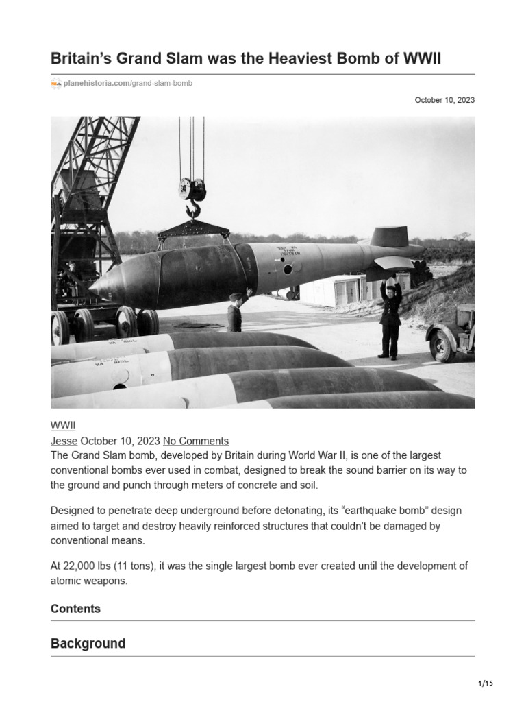 British Bombs, Grand Slam 22000 LB Heaviest Bomb of WWII ...
