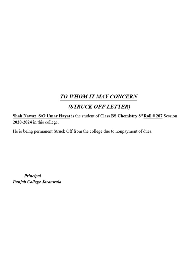 Struck Off Letter | PDF | Pakistan
