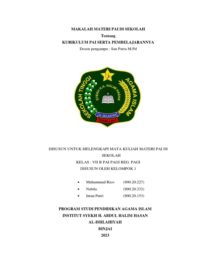 (Kel.1) Makalah Materi PAI Di Sekolah | PDF