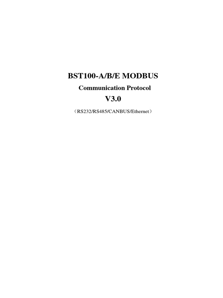 BST100-A (BE) MODBUS ASCII (RTU) Communication Protocol (V3.0) - A4 | PDF | Communications ...