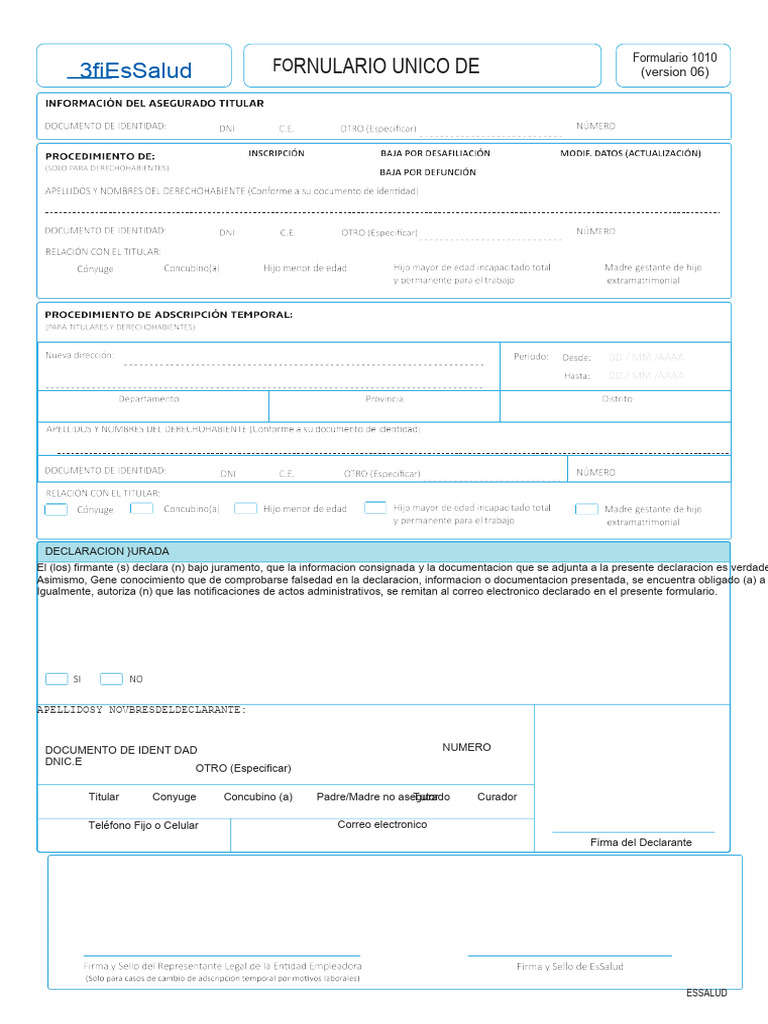 FORMULARIO 1010 ESSALUD (1) | PDF