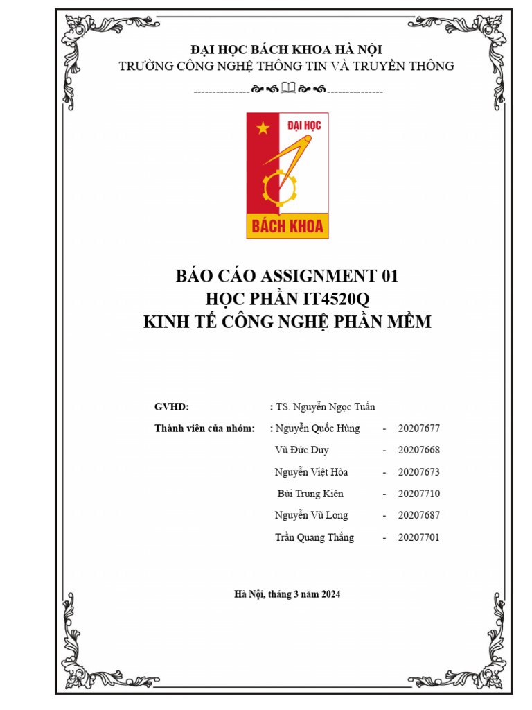 KTCNPM - Assignment01 | PDF | Cost–Benefit Analysis | Taxes