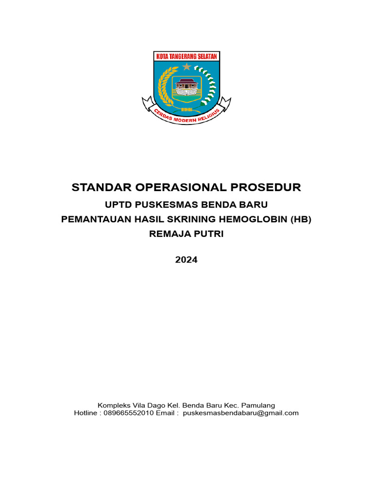 SOP - Pemantauan Hasil Skrining Hemoglobin (HB) Remaja Putri PKM FIX | PDF