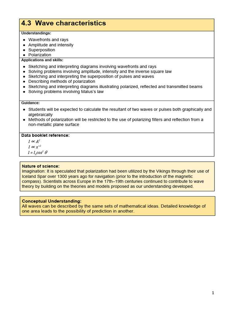 East Copy of 4.3 - 4.4 Wave Characteristics and Behaviour 2019 | PDF | Polarization (Waves ...