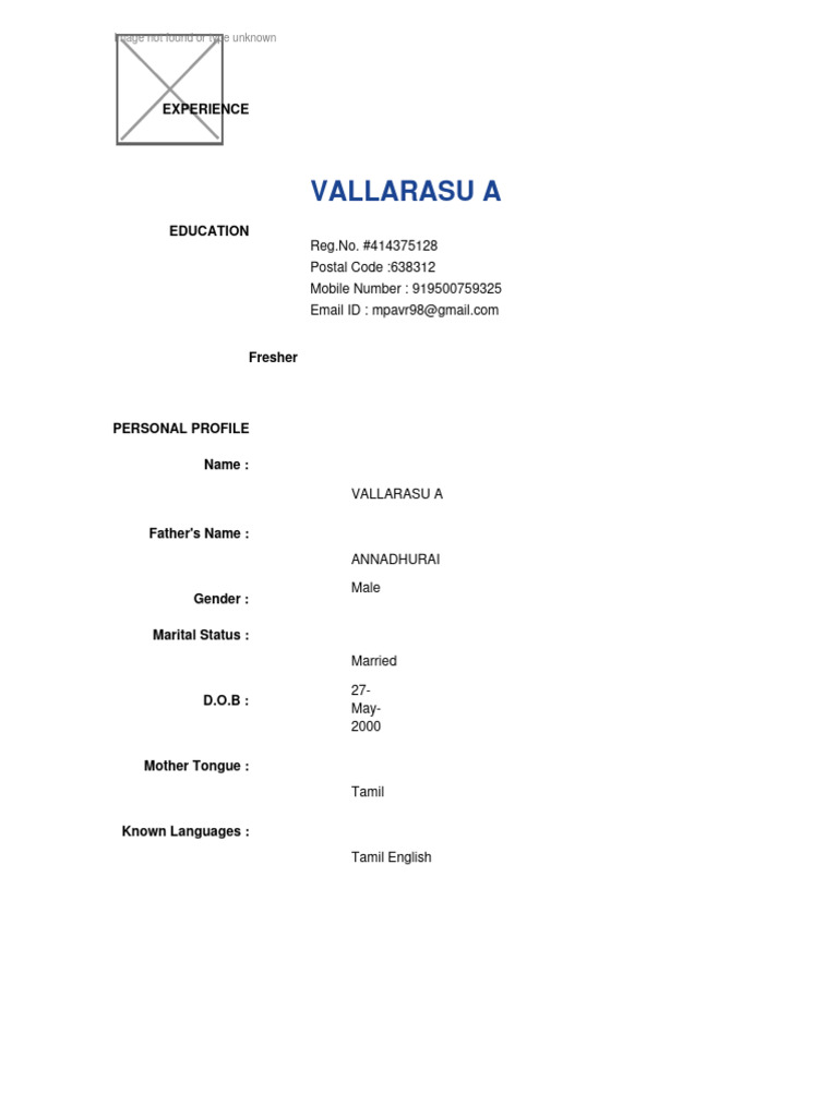 Vallarasu A: Experience | PDF