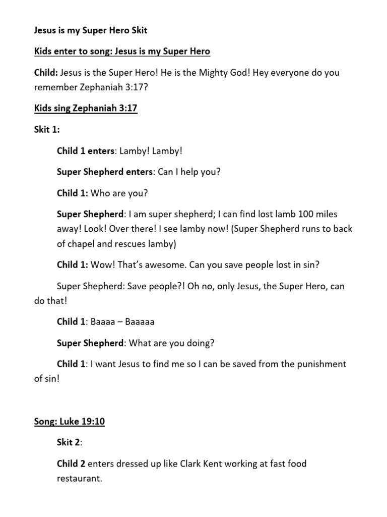 Jesus Is My Super Hero Skit 1 | PDF | Superman | Jesus