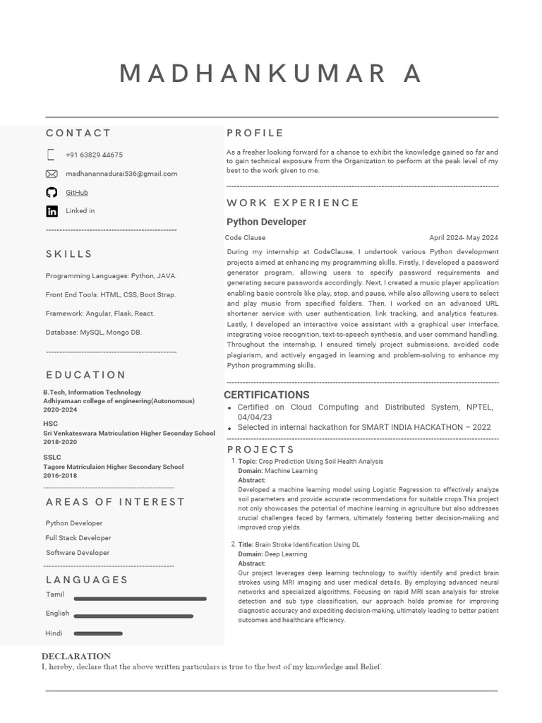 Madhankumar A | PDF | Machine Learning | Deep Learning