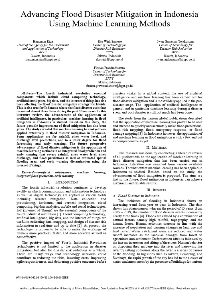 Advancing Flood Disaster Mitigation In Indonesia Using Machine Learning