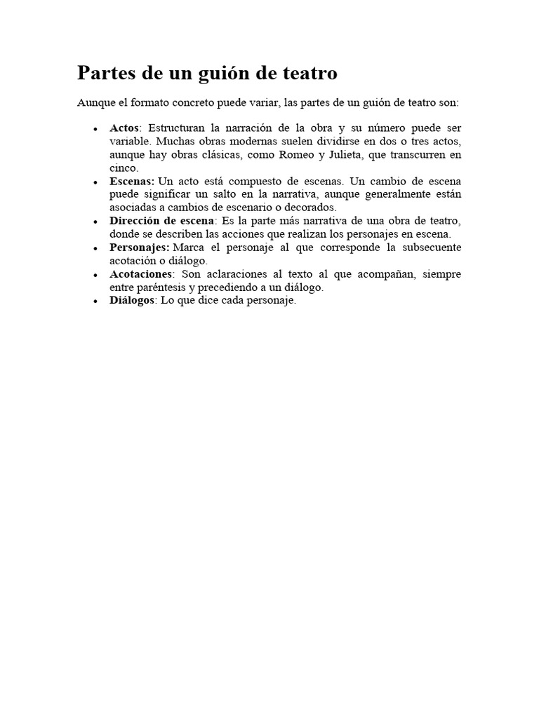 Partes de Un Guión de Teatro | PDF