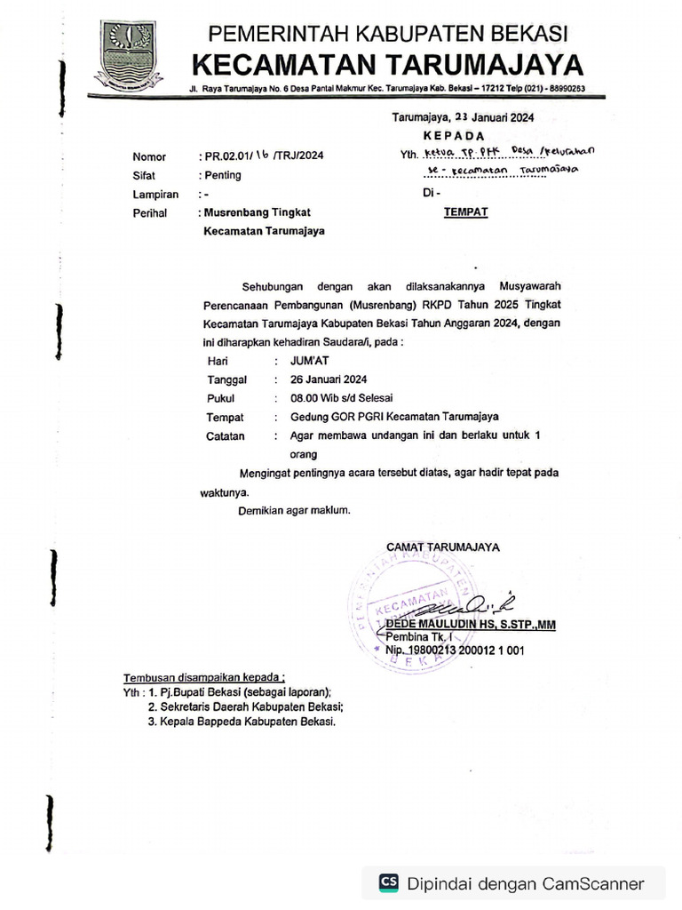 Undangan Musrenbang PKK | PDF