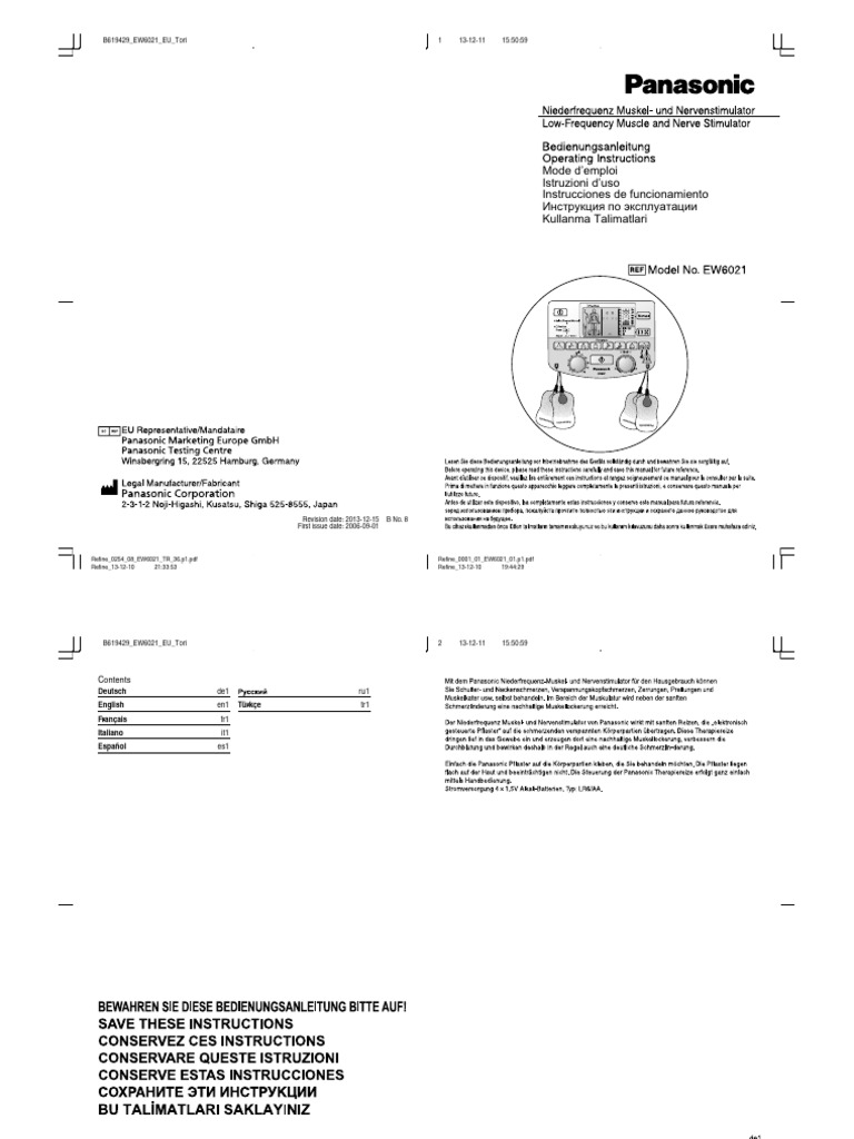 Panasonic EW 6021 | PDF
