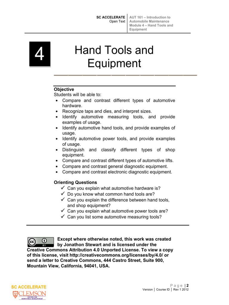 Automotive Hand Tools and Equipment Overview | PDF | Screw
