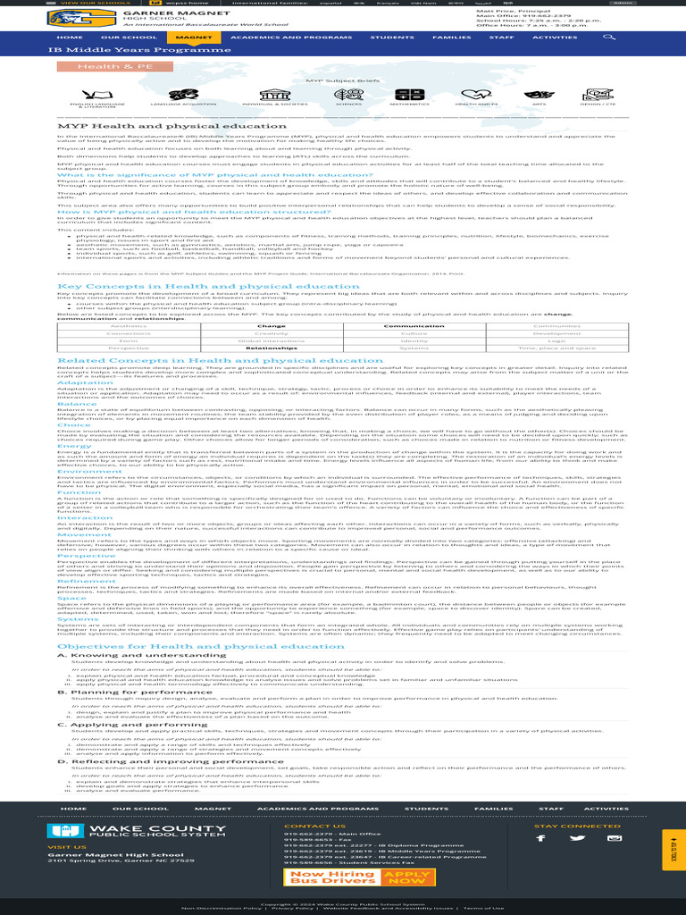 IB Middle Years Programme: MYP Health and Physical Education | PDF ...