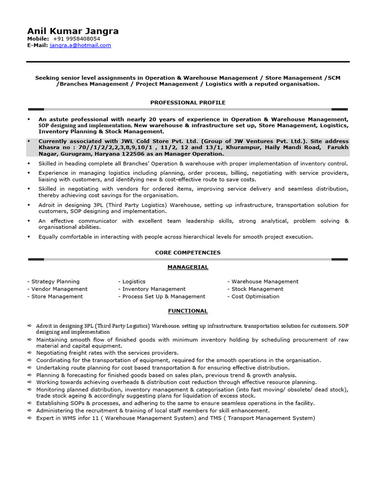 Naukri ANILJANGRA (20y 0m) | PDF | Logistics | Warehouse