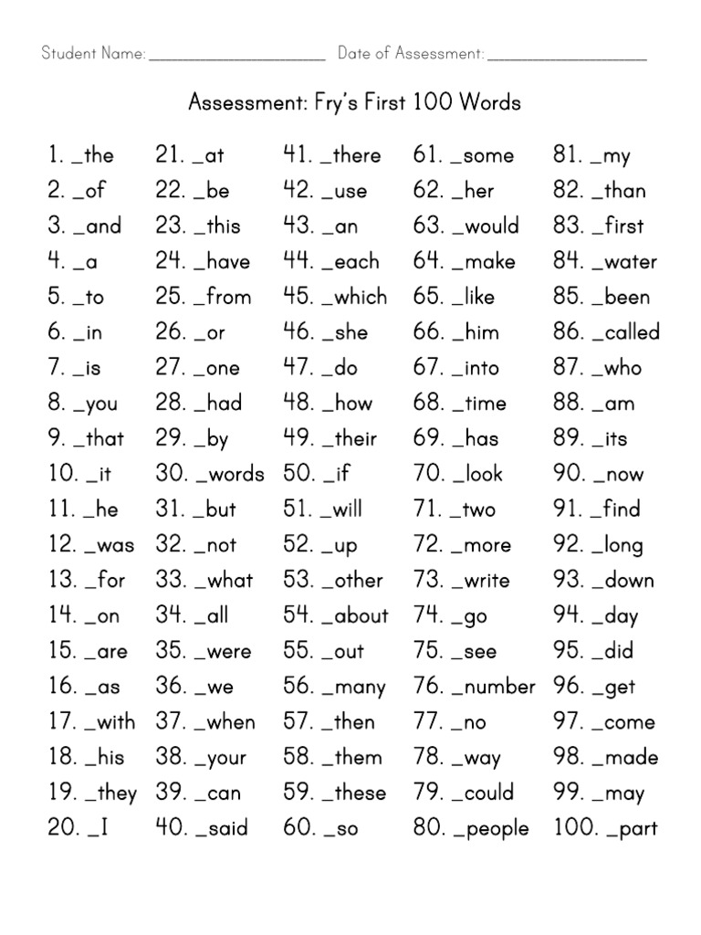 Student Name: Date of Assessment | PDF