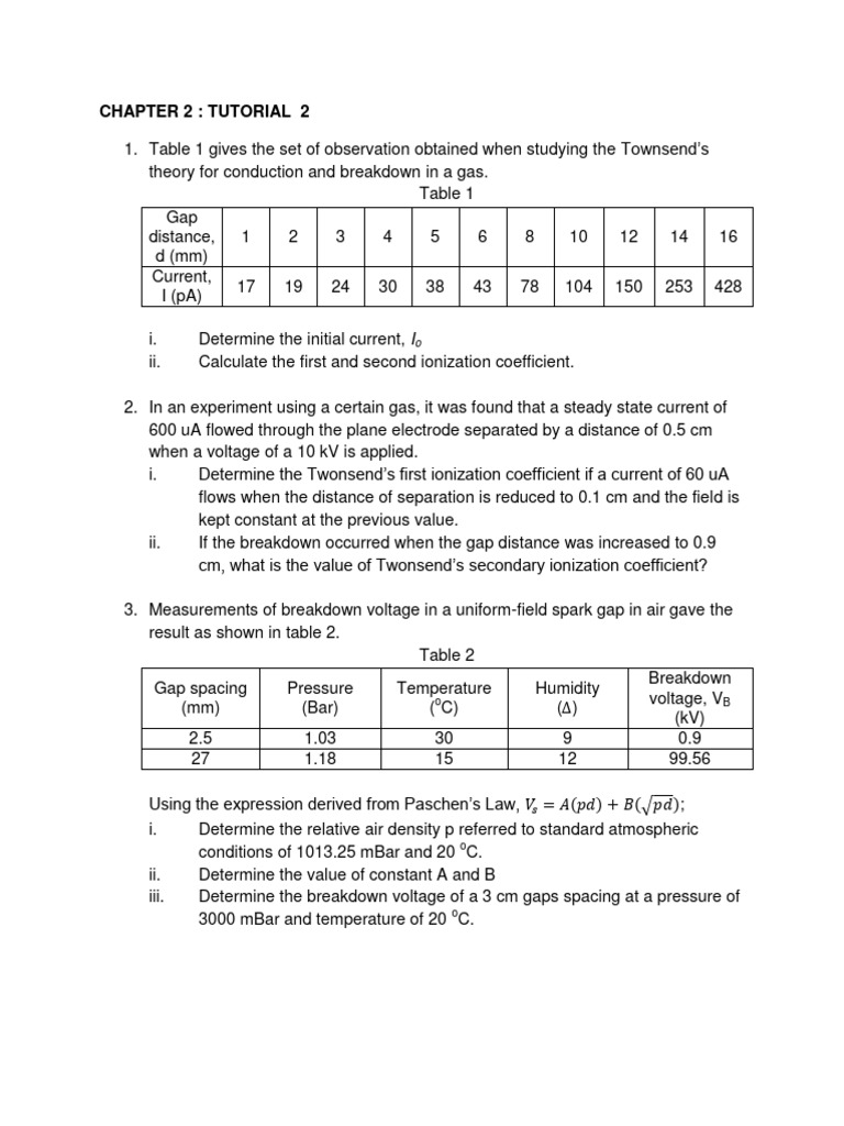 Exercise of Townsend's Theory Calculation | PDF | Physical Chemistry ...