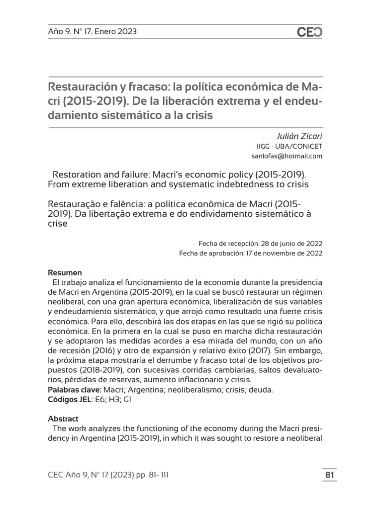 Zicari 2023 | PDF | Inflación | Mauricio Macri