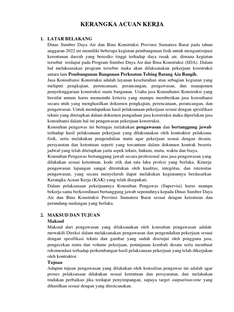 KAK SPV Aia Bangih | PDF