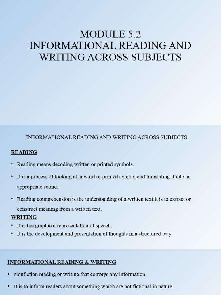 Informational Reading and Writing | PDF | Human Communication | Cognition