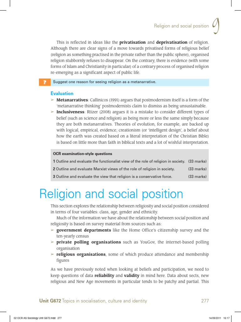 Religion and Social Position | PDF | Identity (Social Science ...
