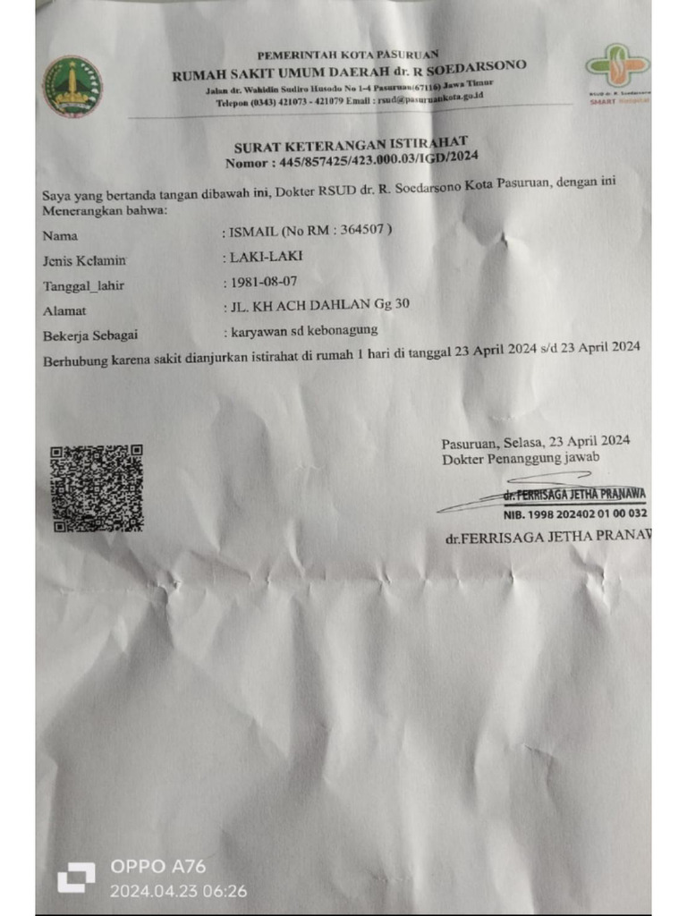 Ijin Sakit Pak Ismail | PDF