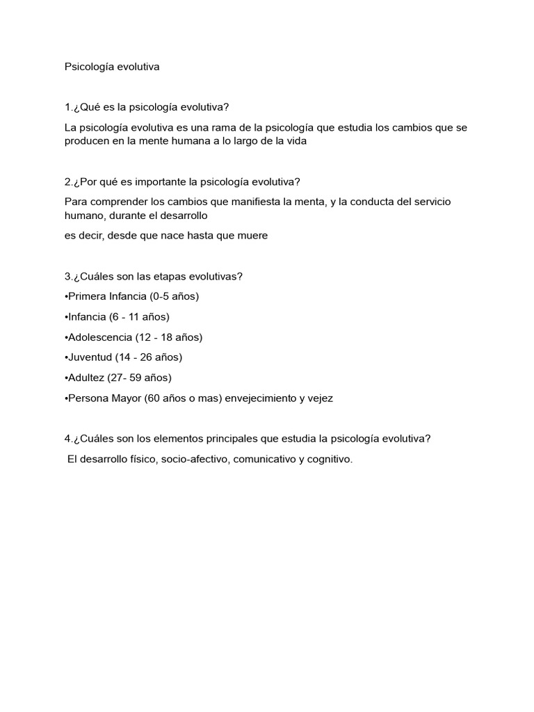 Preguntas Examen Profe Erika | PDF | Sicología | Psicología del desarrollo
