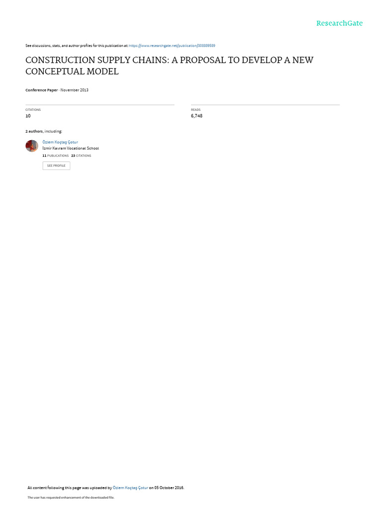 Construction Supply Chains: A Proposal To Develop A New Conceptual ...