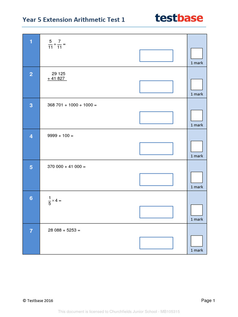Extension_Arithmetic_Test_1 | Download Free PDF | Arithmetic | Mathematics