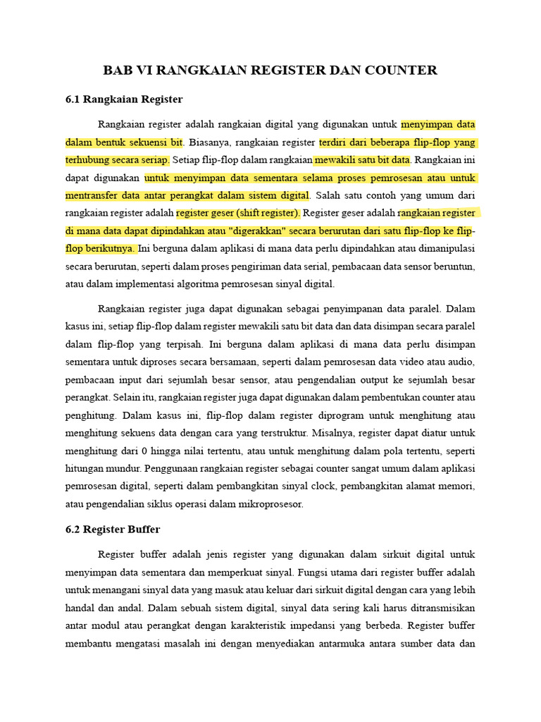 BAB VI RANGKAIAN REGISTER DAN COUNTER | PDF