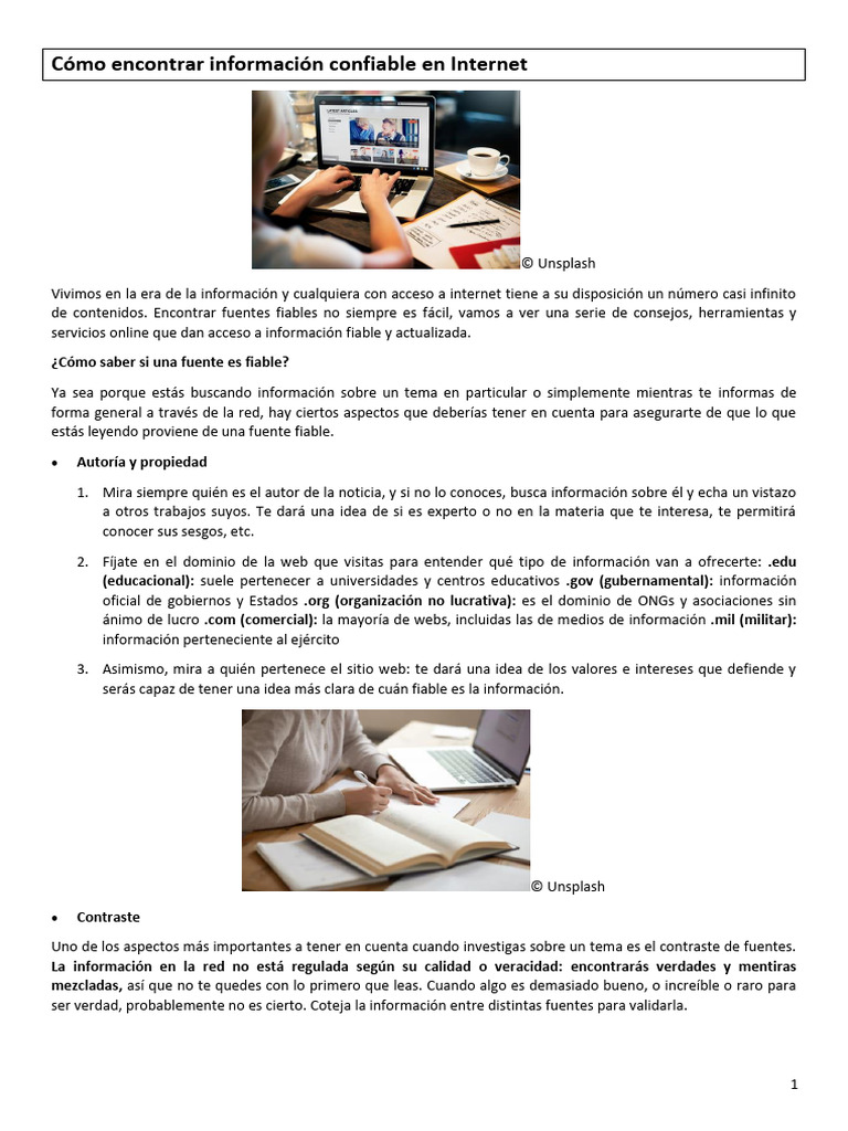 Guía para Información Confiable Online | PDF | Internet | Sitios web