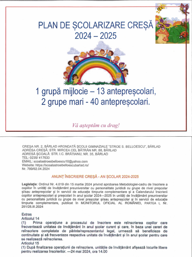 Anunt Inscriere Cresa 2024 2025 1 | PDF