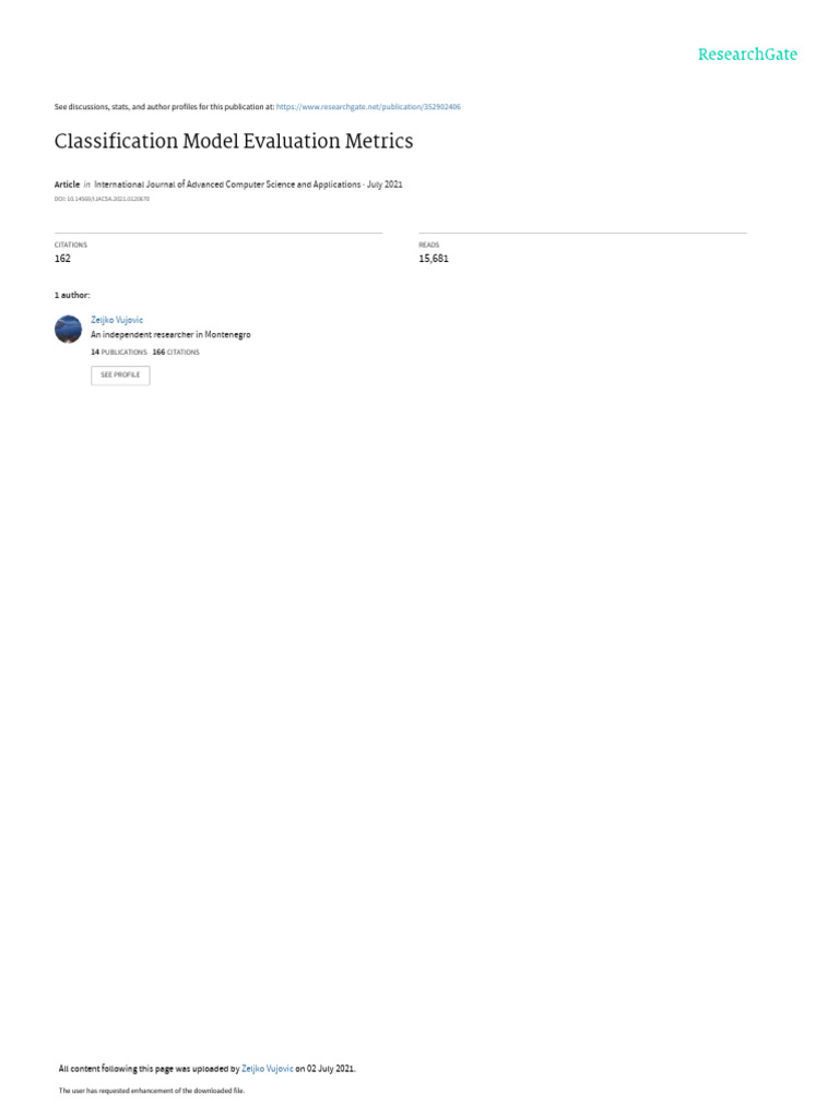Classification Model Evaluation Metrics Pdf Sensitivity And