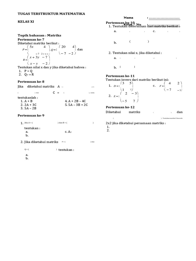 TT XI BAB 2 matriks | PDF