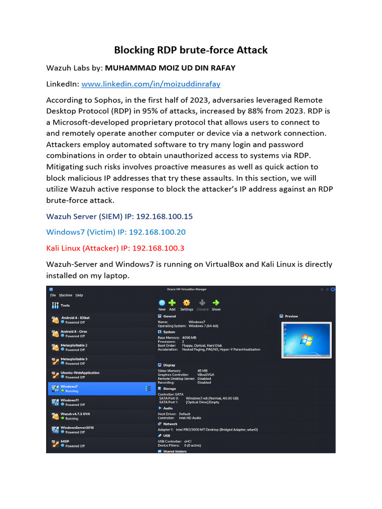 Detecting and Blocking RDP Attack With Wazuh | PDF | Secure Shell | Secure Communication