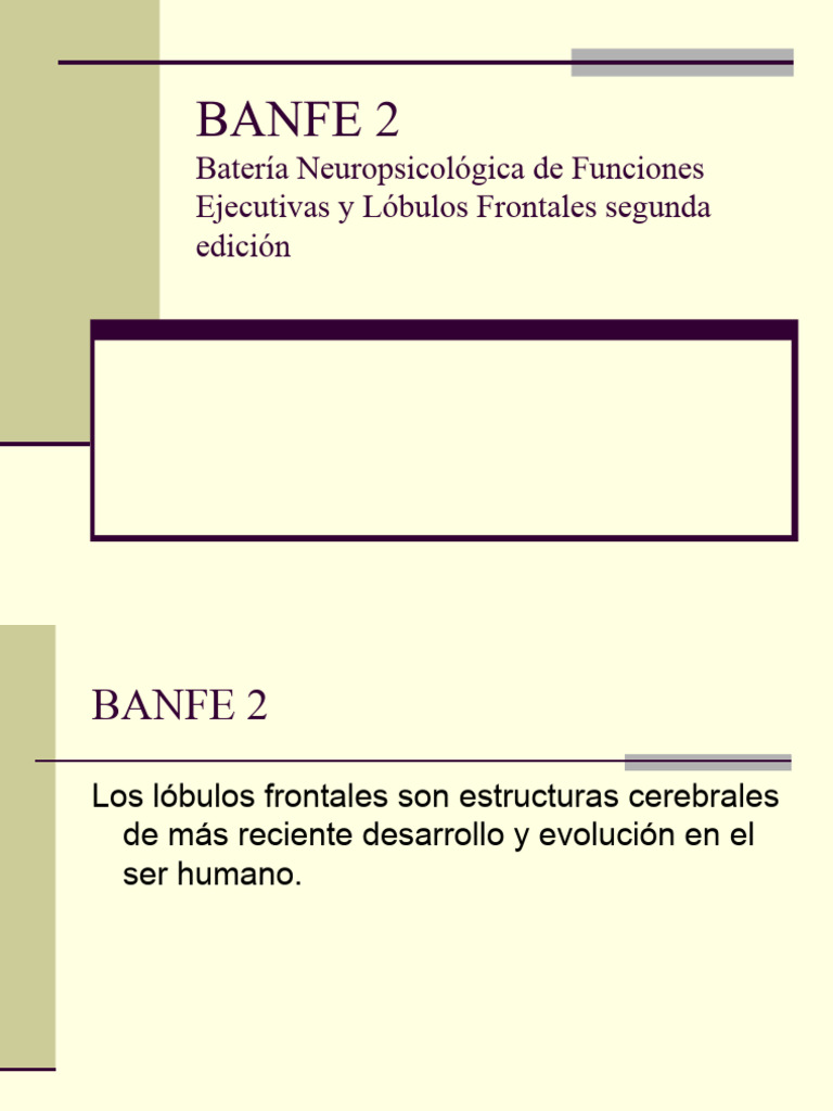 Banfe Bateria Neuropsicologicas de Funciones Ejecutivas y Lobulos ...