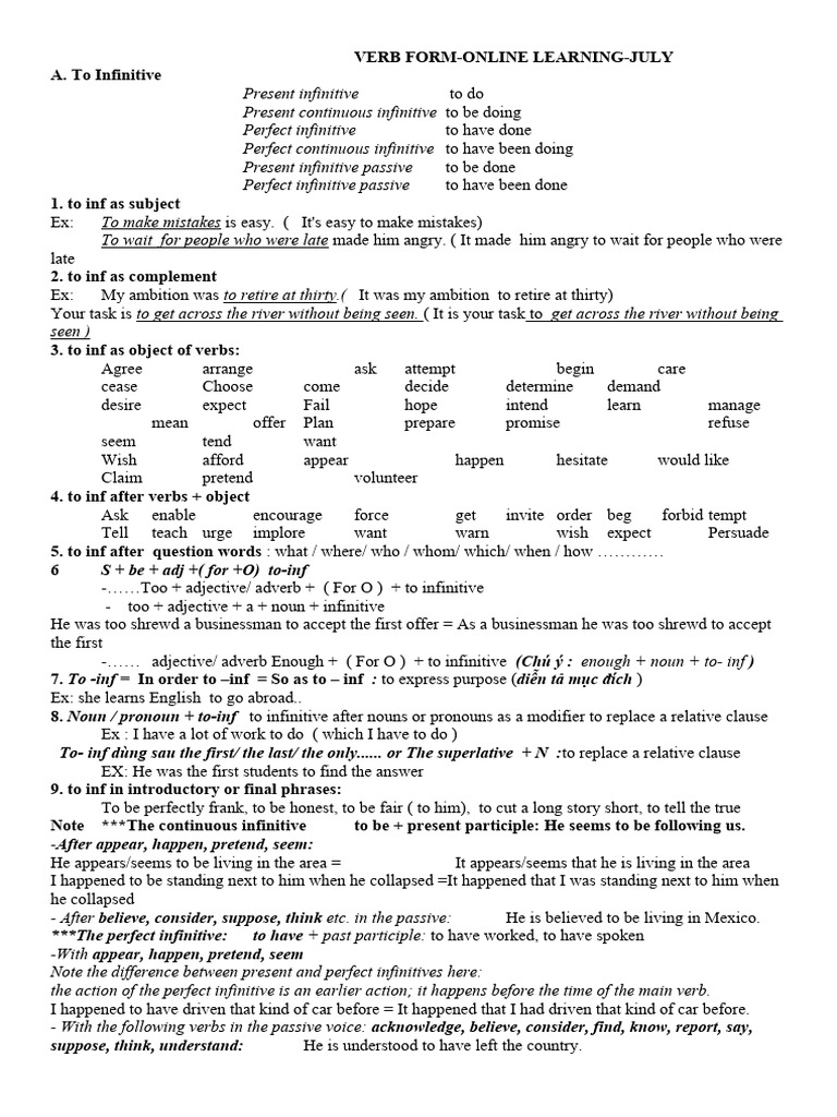 Non Finite Verb Advanced2 1 | PDF | Verb | Semantics