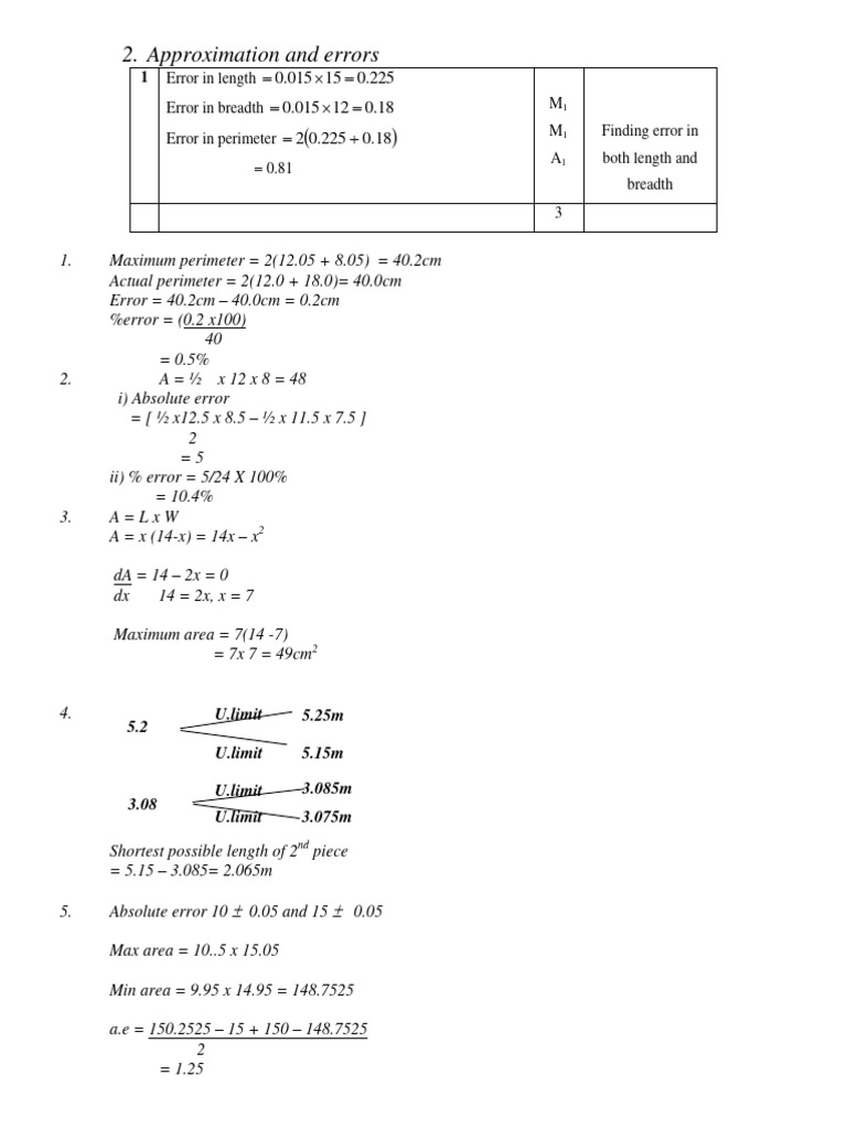 Approximation and Errors Ans | PDF | Teaching Methods & Materials