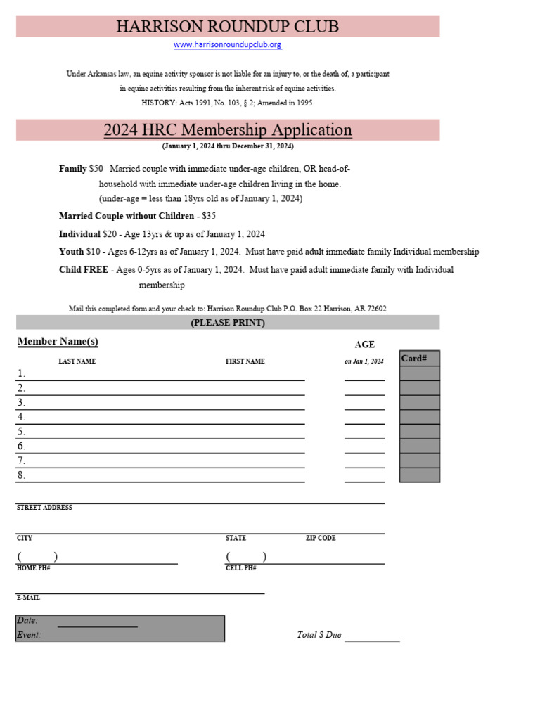 2024 HRC Membership Form | PDF