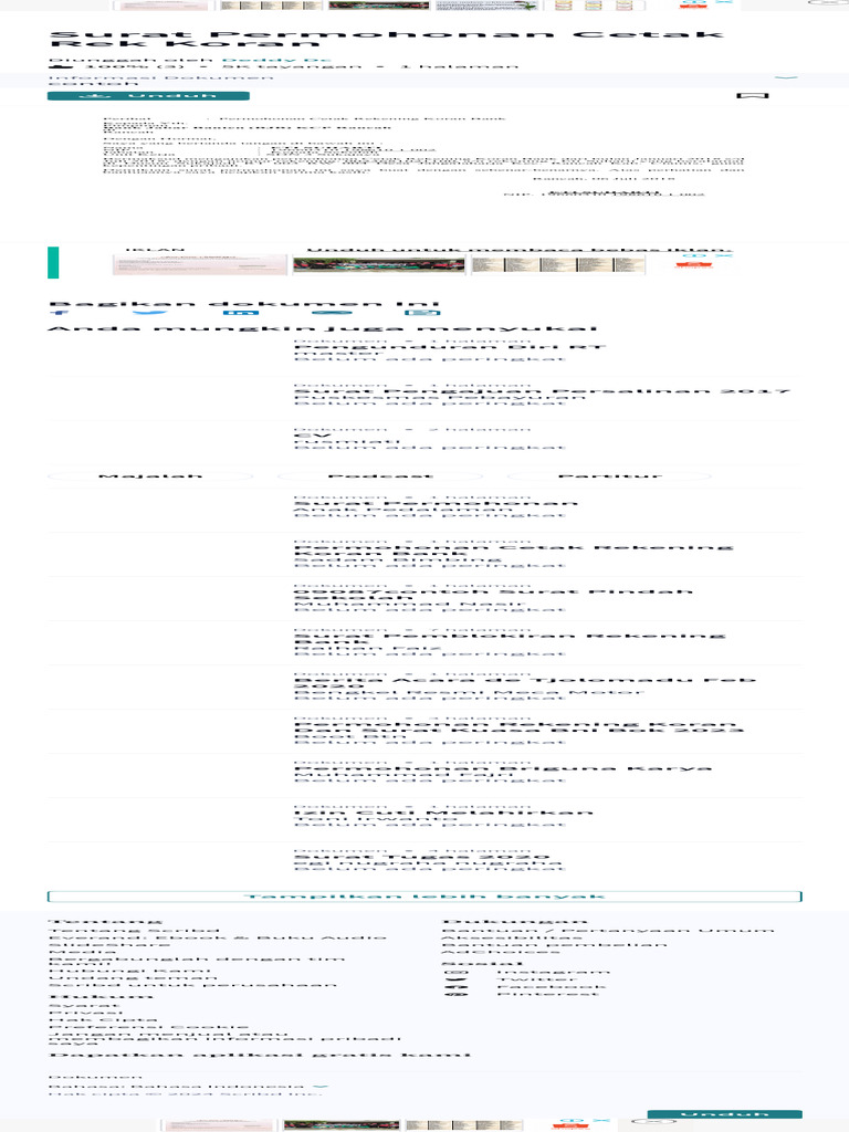 Surat Permohonan Cetak Rek Koran PDF | PDF