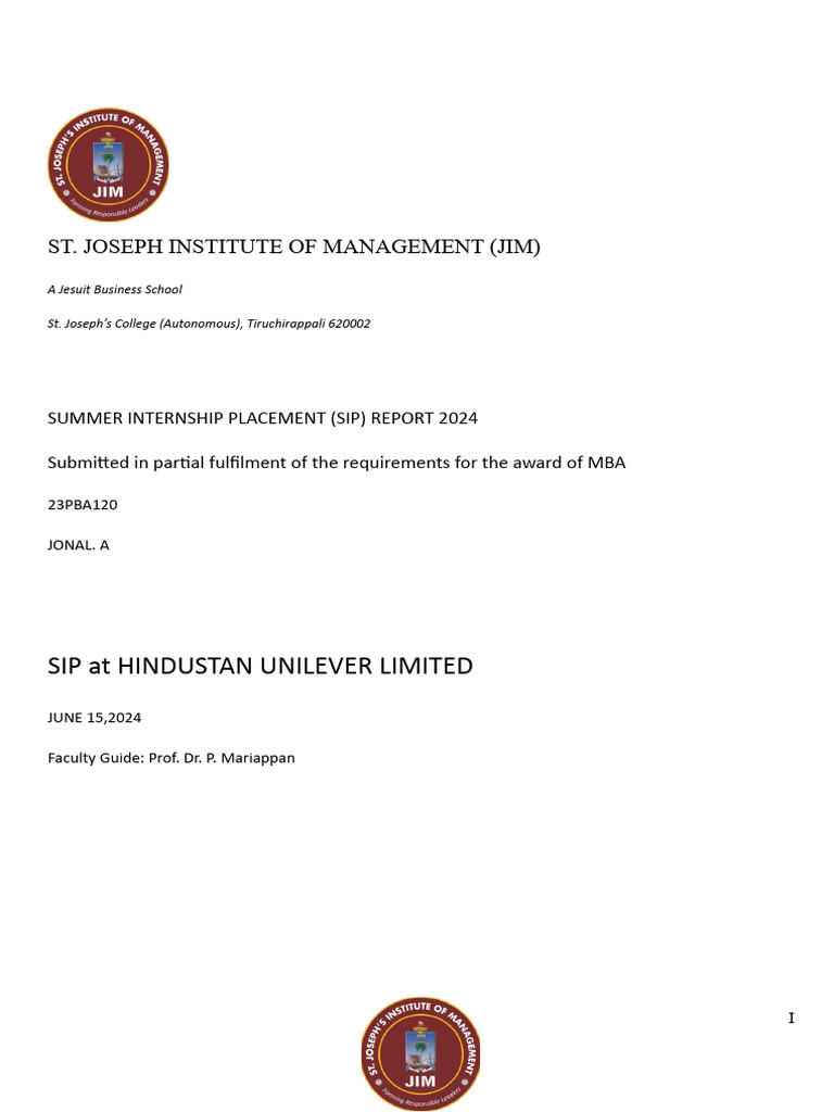 Modified Internship Report 23PBA120 Final | PDF | Retail | Sales