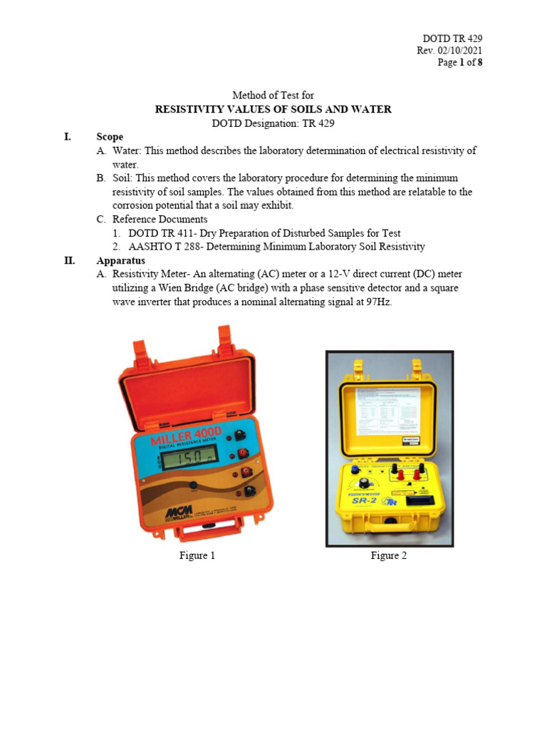 Standard Method For Measuring Resistivity of Soil | PDF | Electrical ...