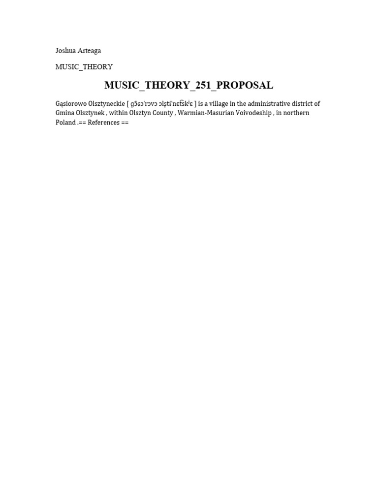 Music Theory 251 Proposal | PDF