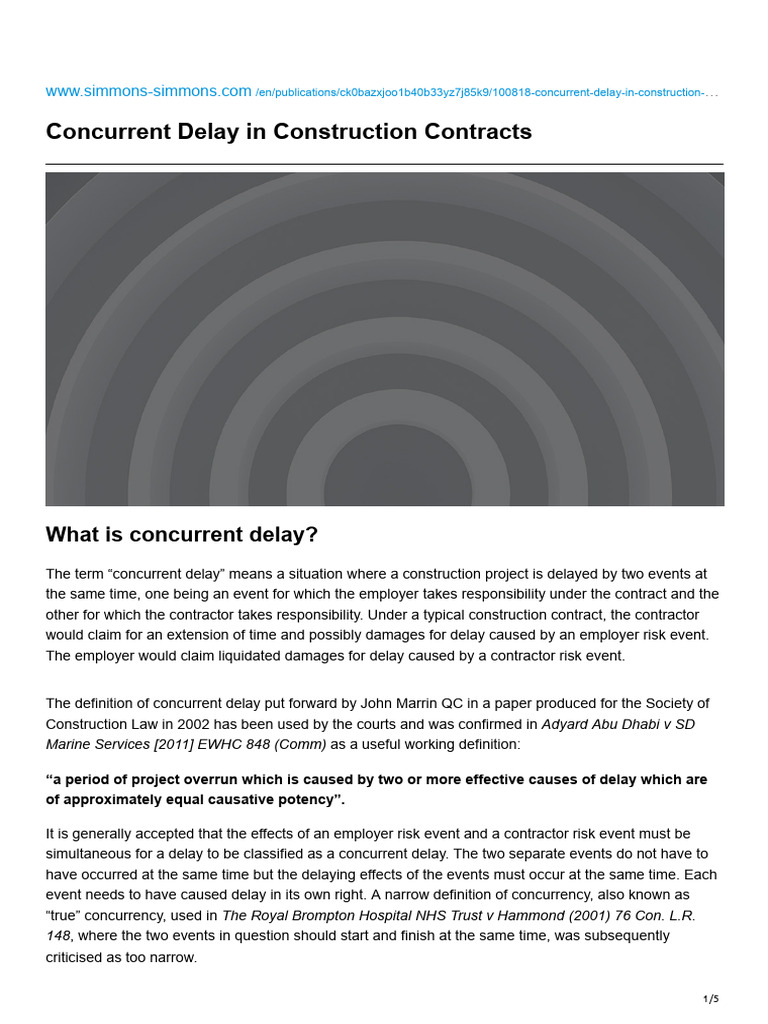 Concurrent Delay in Construction Contracts | PDF | Liquidated Damages | Damages