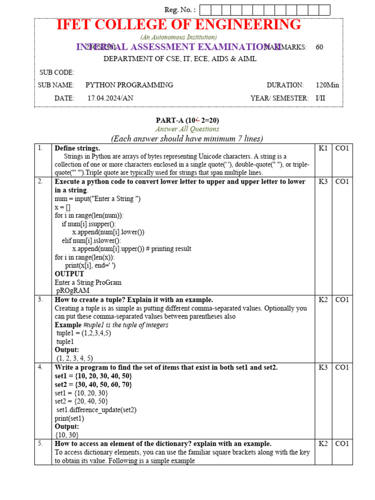 Sem II IA 2 ANS KEY AI&DS | PDF | Computer File | Parameter (Computer Programming)