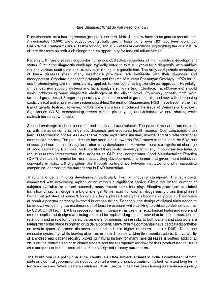Challenges in Rare Disease Management | PDF | Clinical Trial | Medical ...