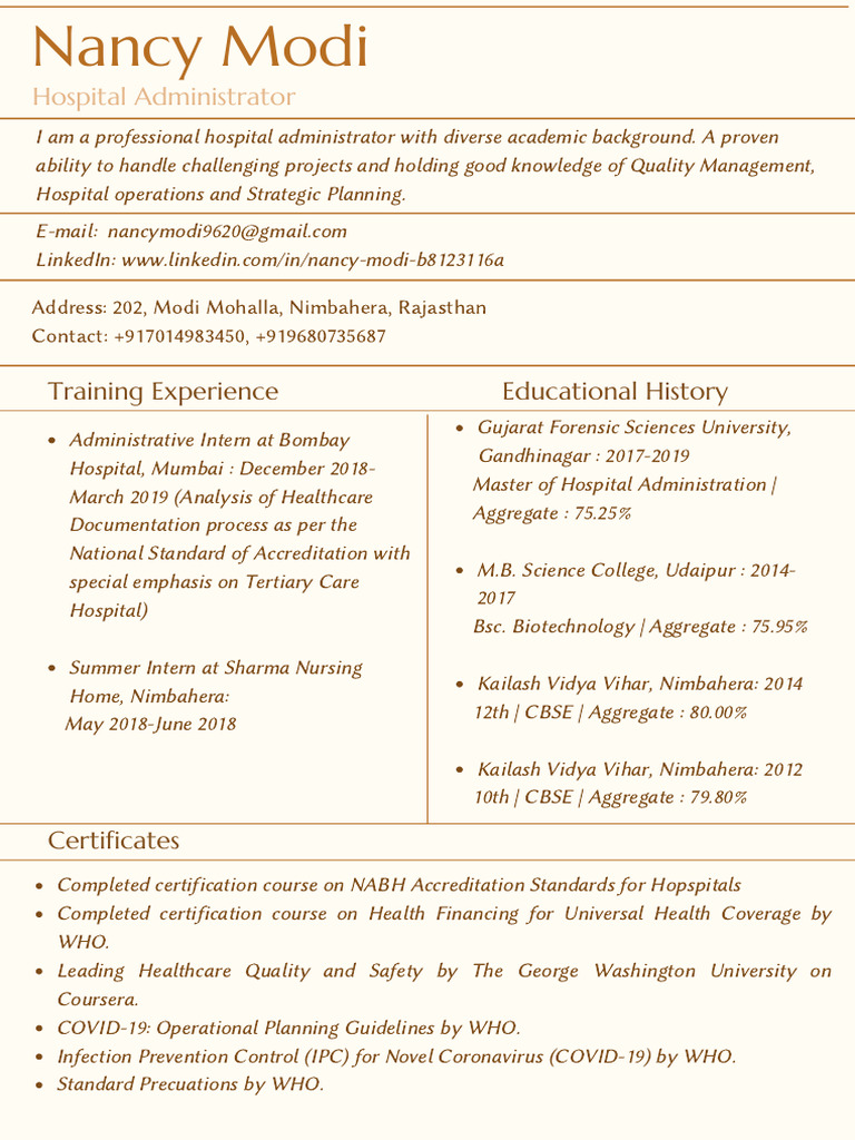 Nancys Resume | PDF | Health Administration | Health Care