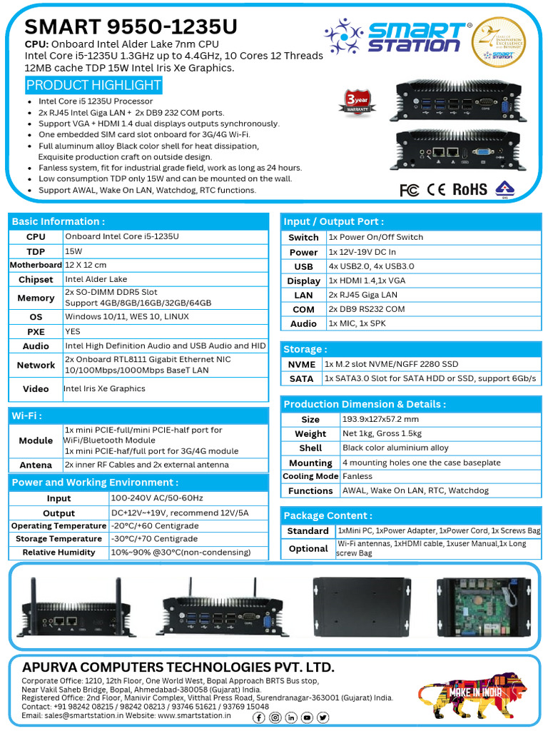 Smart 9550 i5 1235U | PDF | Solid State Drive | Usb