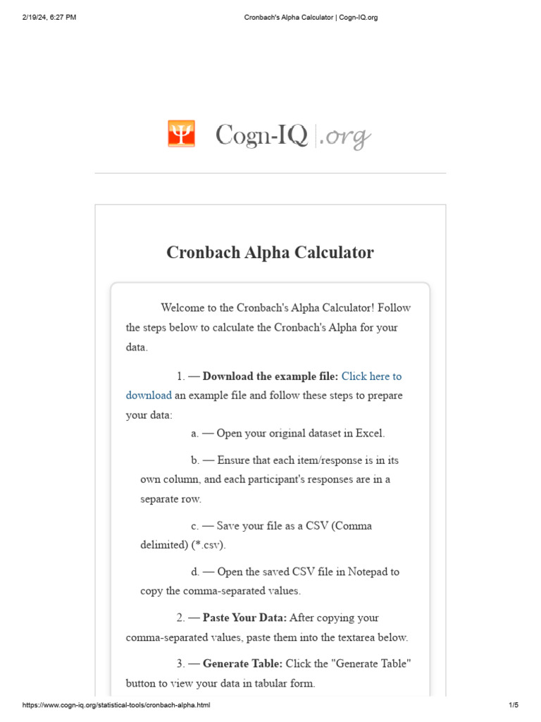 Cronbach's Alpha Calculator | PDF | Cronbach's Alpha | Comma Separated ...