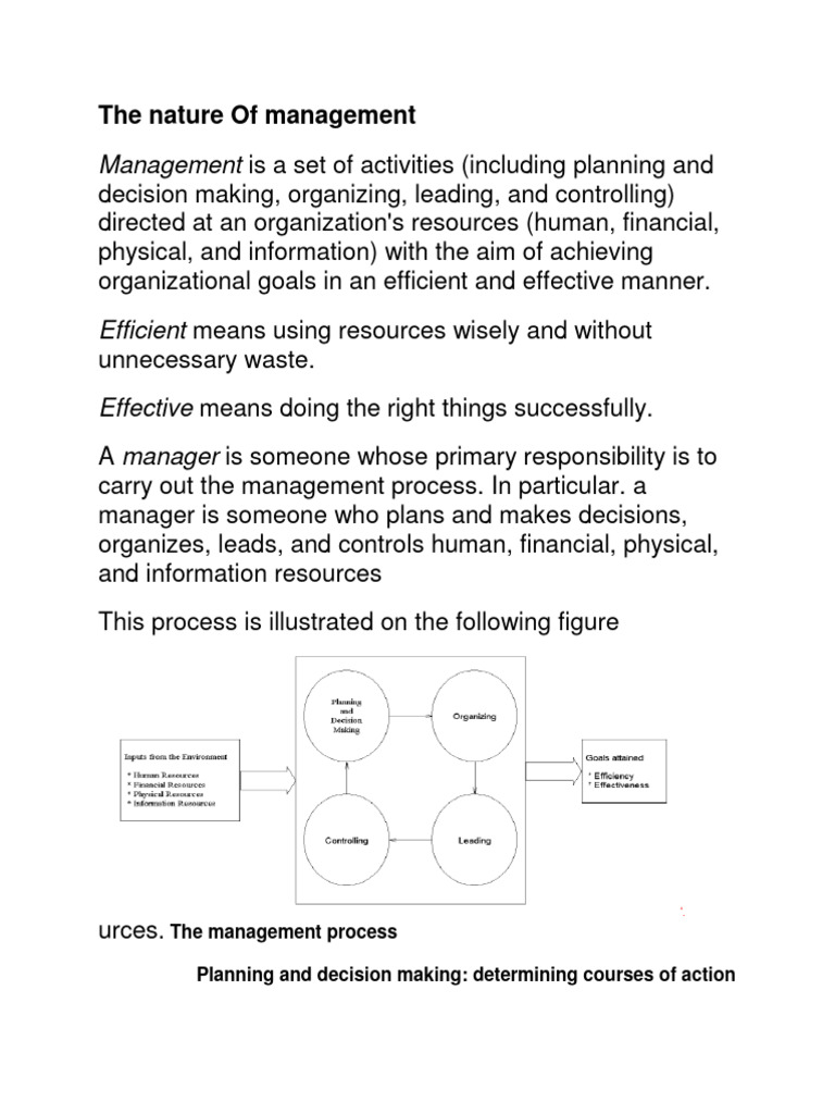 The Nature of Management | PDF | Planning | Decision Making